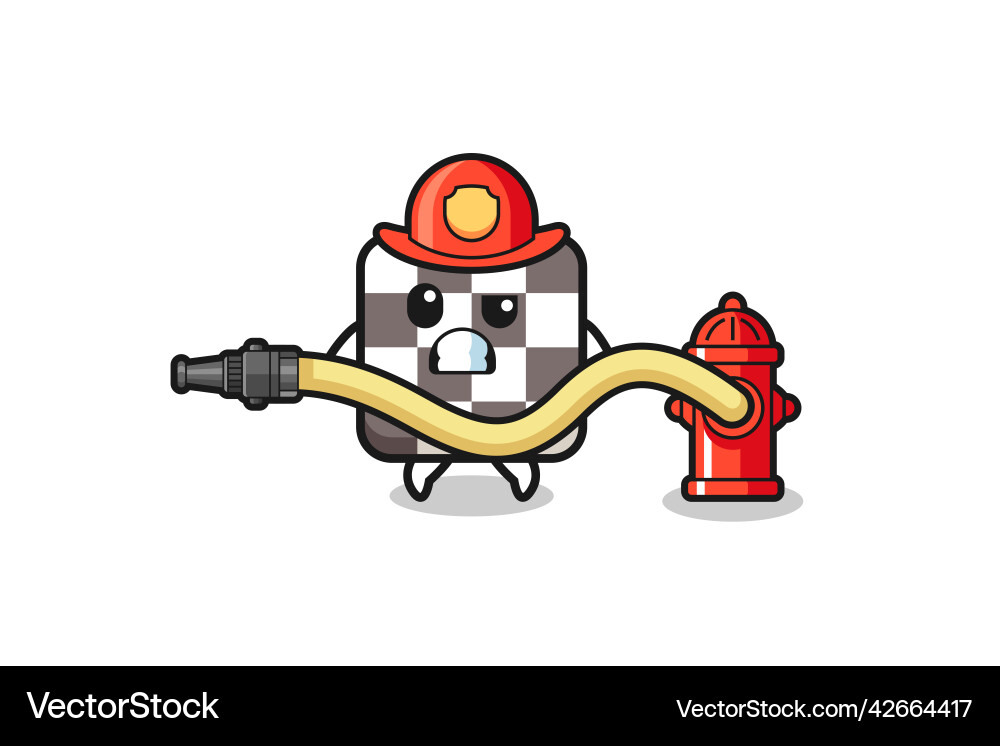 Chess board cartoon as firefighter mascot Vector Image