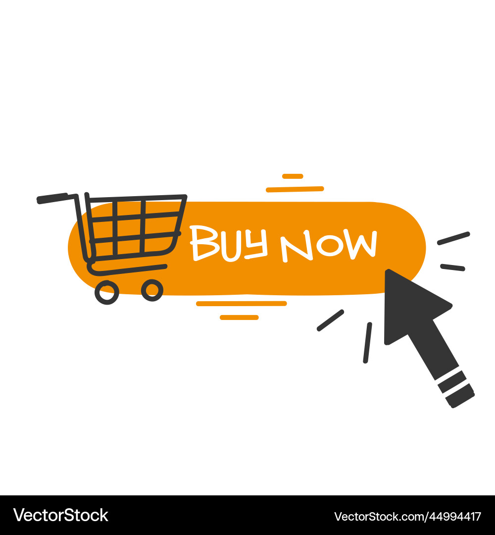 Doodle hand drawn buy now button Royalty Free Vector Image
