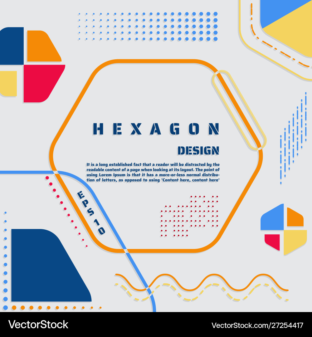 Hexagon poster modern colorful design line Vector Image