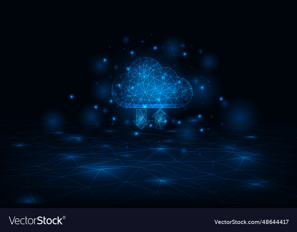 Low polygon cloud concept data network online Vector Image