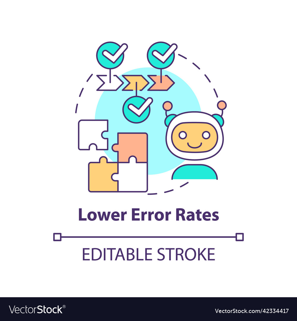 Lower error rates concept icon Royalty Free Vector Image