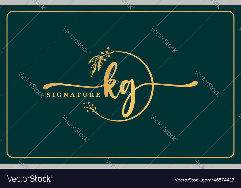 Luxury gold signature initial kg logo design Vector Image