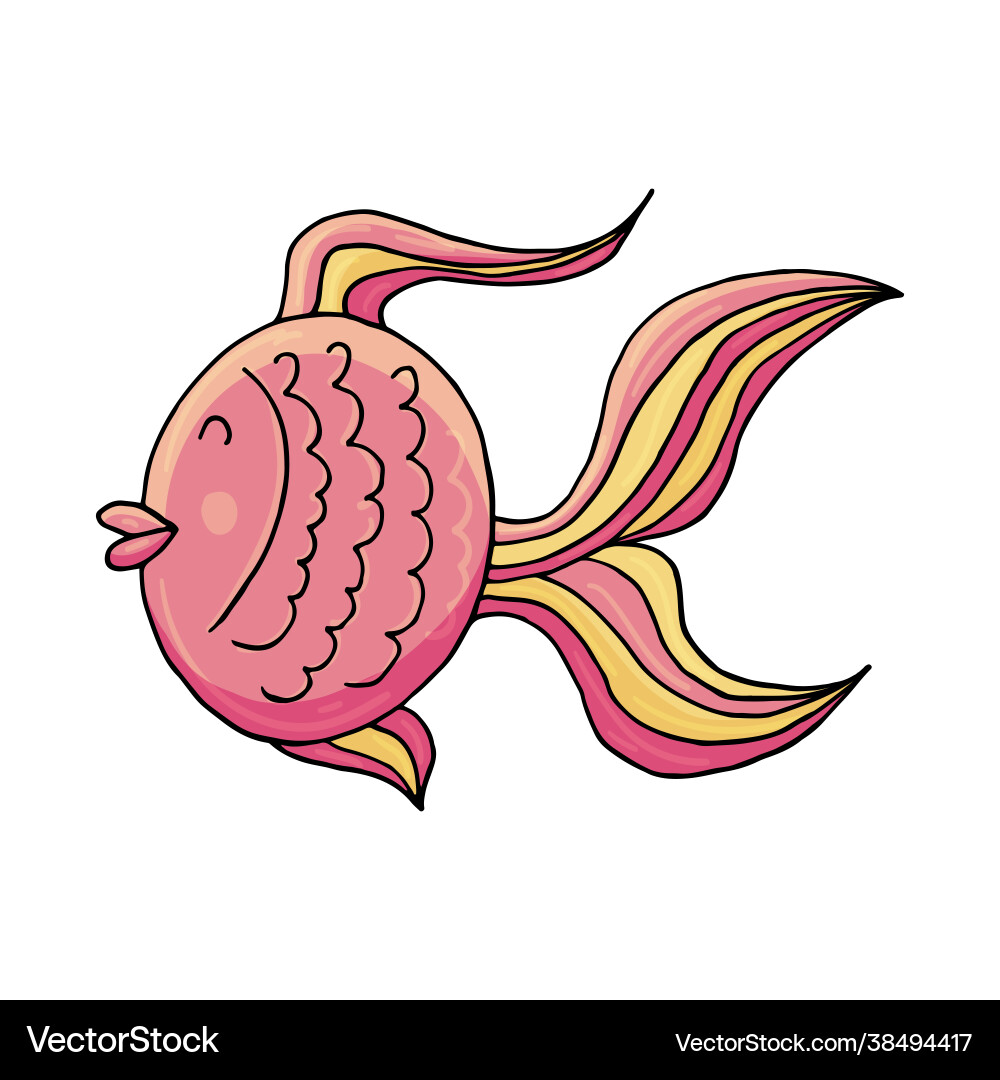 Magic fish marine theme icon in hand draw style Vector Image