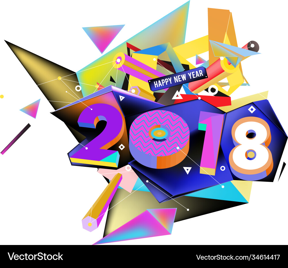 New year 2018 colorful design Royalty Free Vector Image