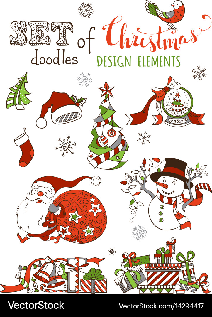 Set of christmas design elements isolated Vector Image