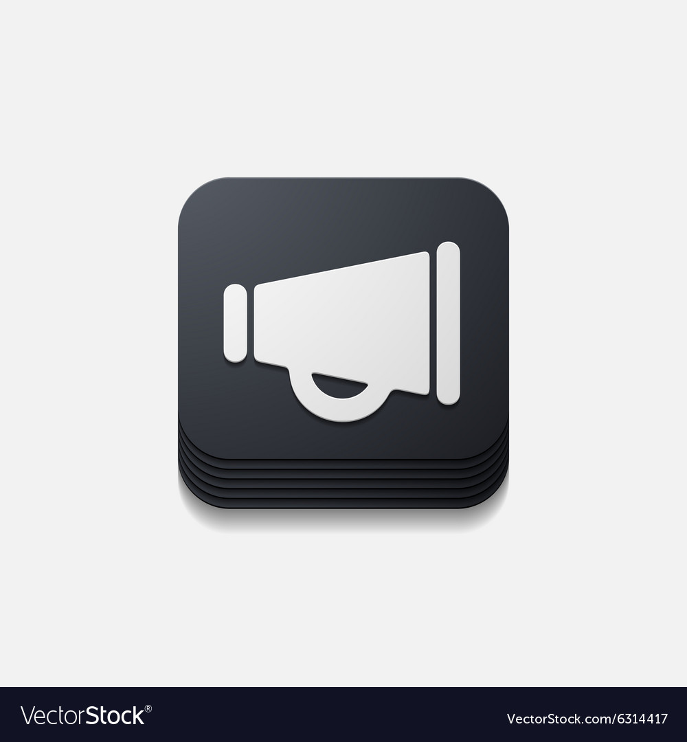 Square button megaphone Royalty Free Vector Image