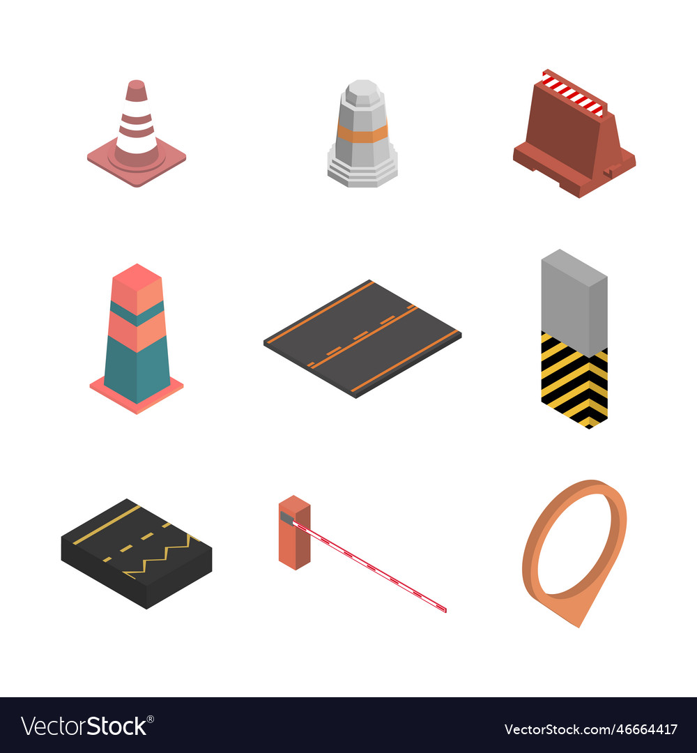 Under construction design elements flat 3d Vector Image