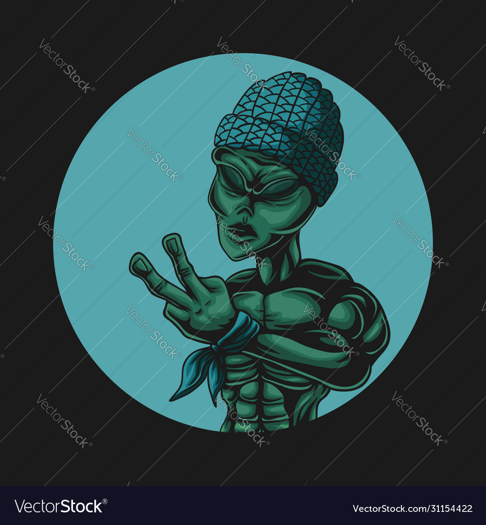 Alien peace Royalty Free Vector Image - VectorStock