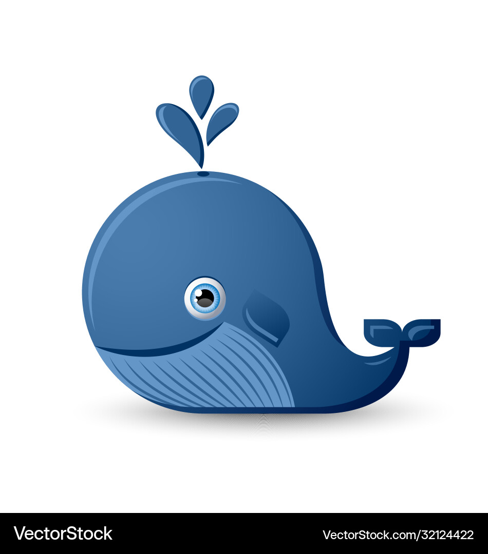 Blue whale character on white background Vector Image