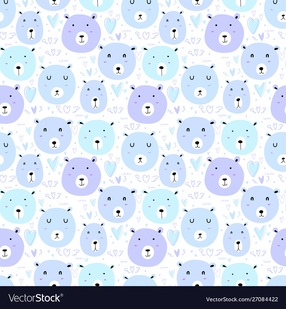Cute bear seamless pattern background Royalty Free Vector