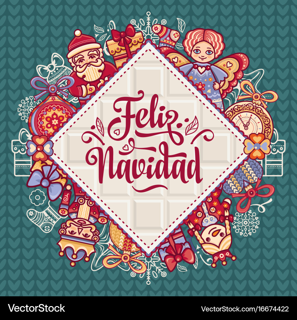 Feliz navidad xmas card on spanish language Vector Image