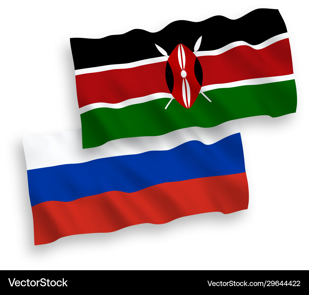 Flags kenya and russia on a white background Vector Image