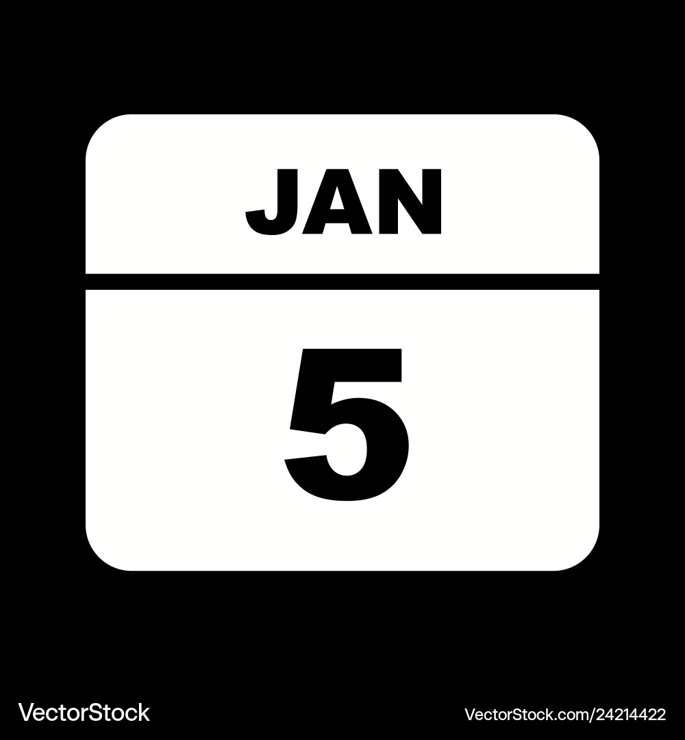 January 5th date on a single day calendar Vector Image