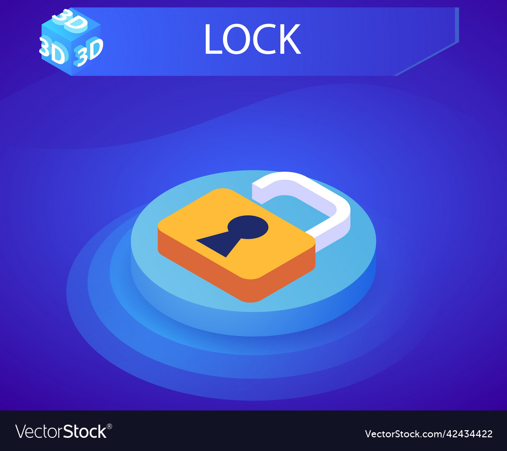 Lock isometric design icon web 3d colorful Vector Image