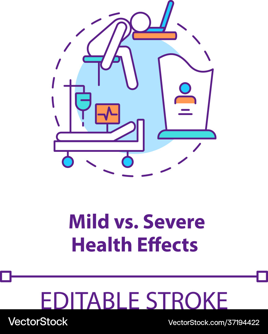 Mild vs severe health effects concept icon Vector Image