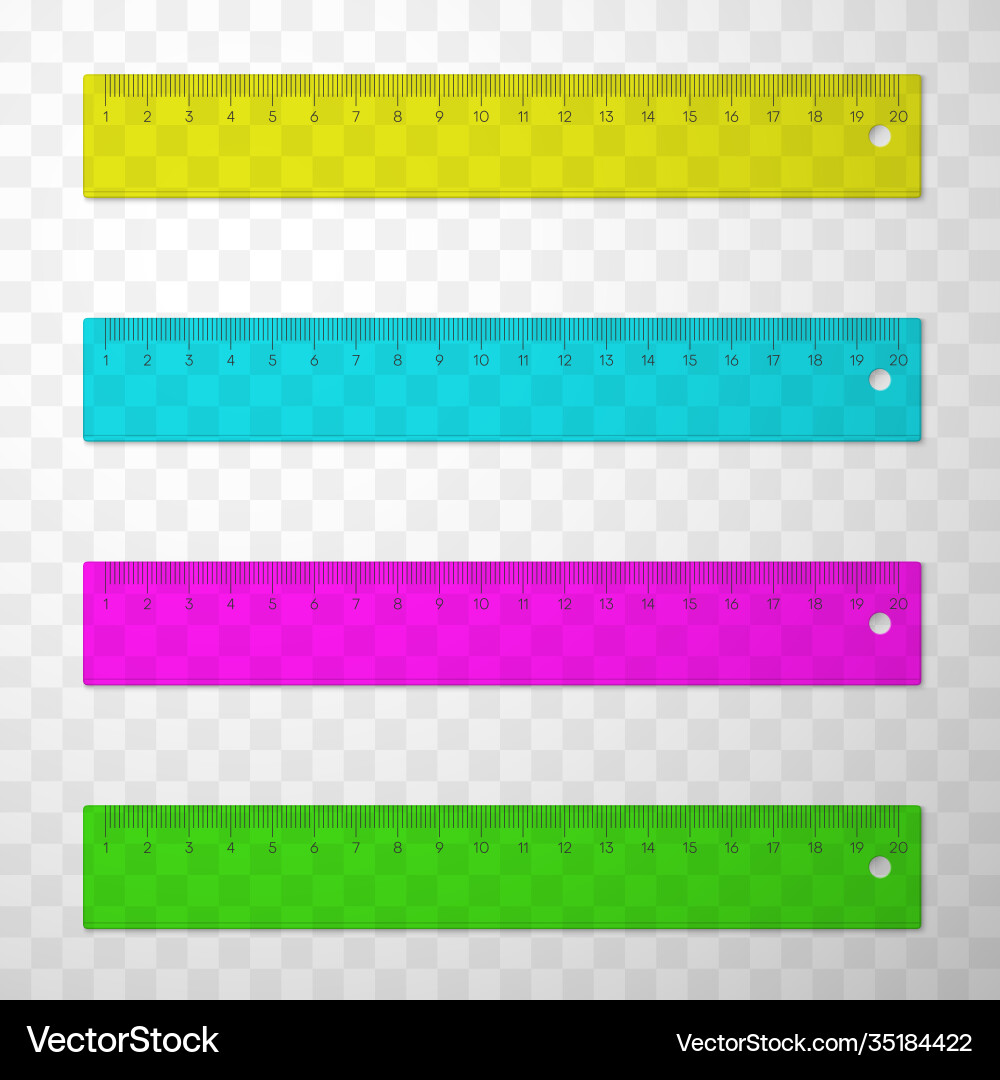 Rulers or line gauges plastic multicolor set Vector Image