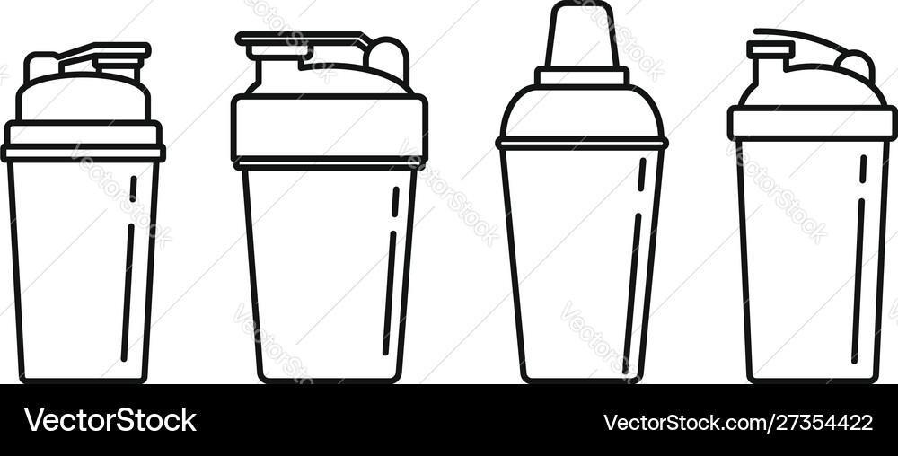 Shaker cup icons set outline style Royalty Free Vector Image