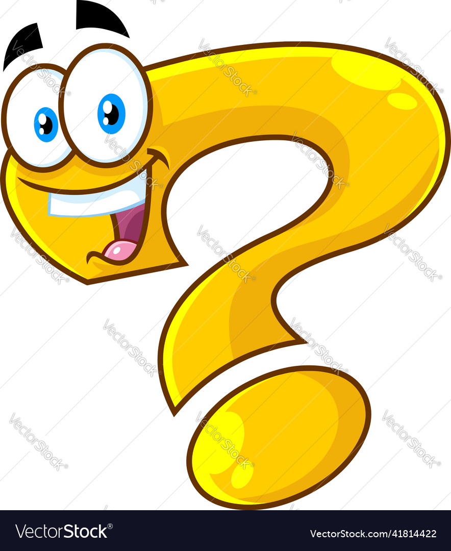 Smiling yellow question mark cartoon character Vector Image