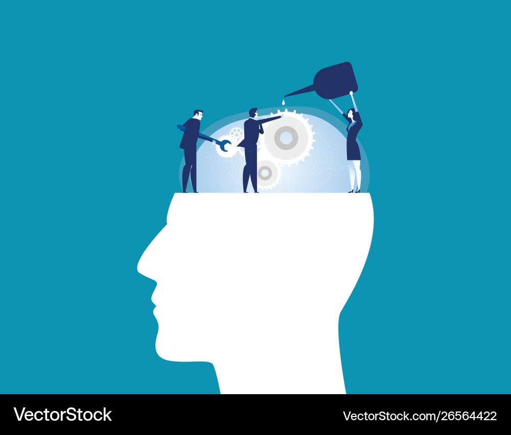 Teamwork business team repair human head Vector Image