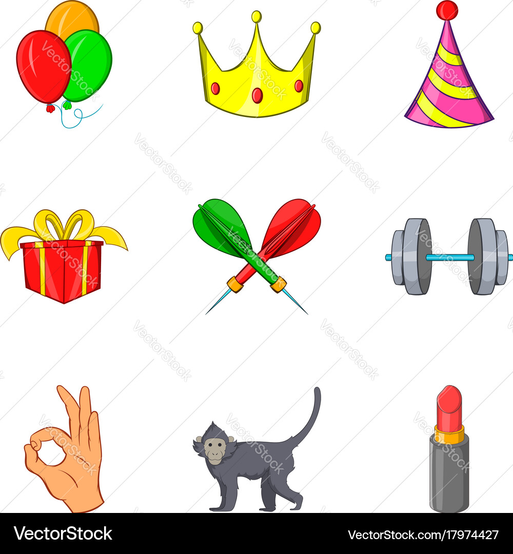 Excellent performance icons set cartoon style Vector Image