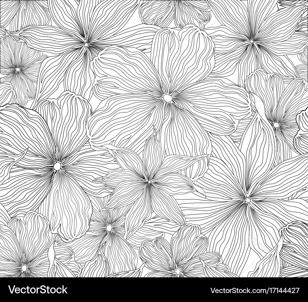 Floral engraved seamless pattern flower garden Vector Image