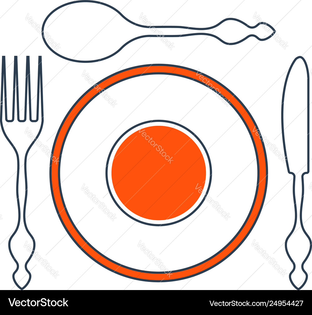 Icon of silverware and plate Royalty Free Vector Image