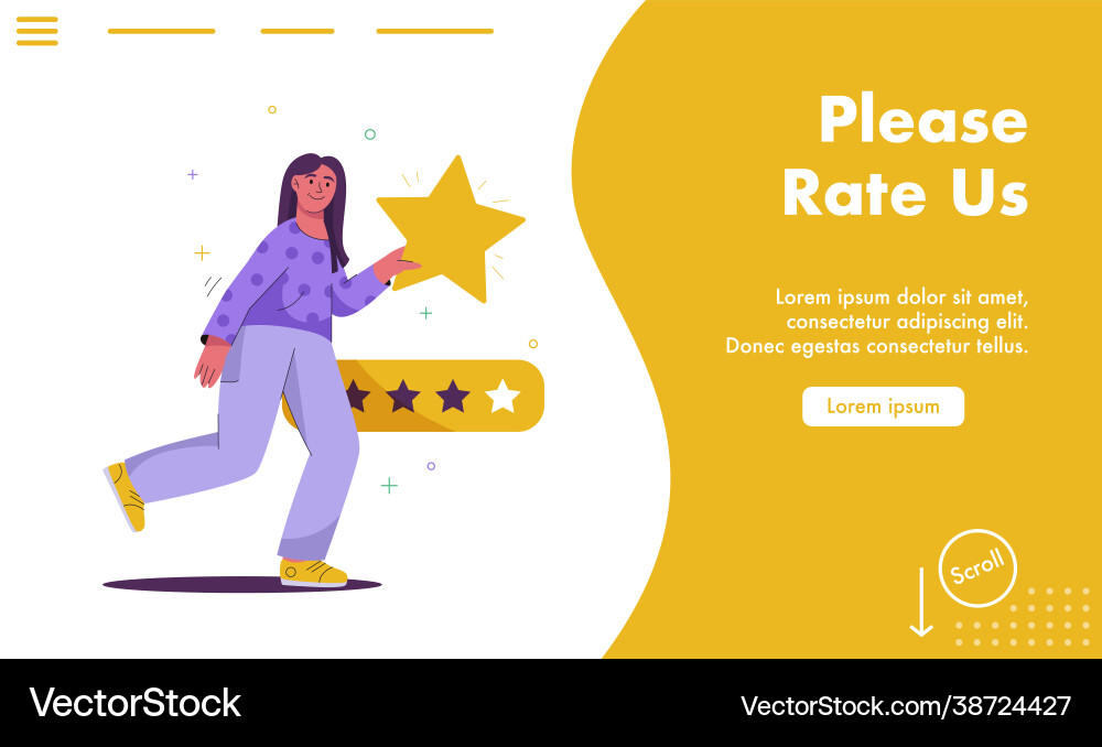 Landing page please rating us concept Royalty Free Vector