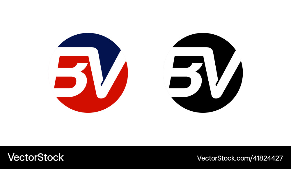 Letters bv vb b v logo on blue red white Vector Image