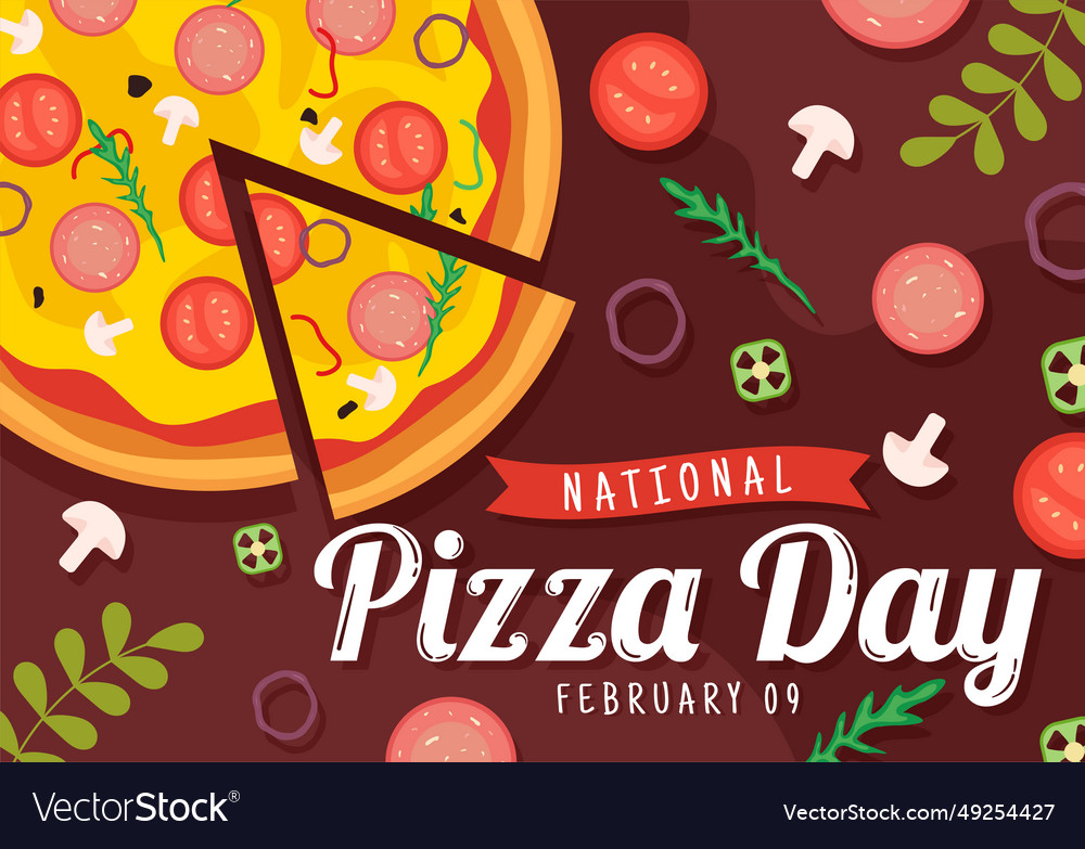 National pizza day on february 9 with various Vector Image