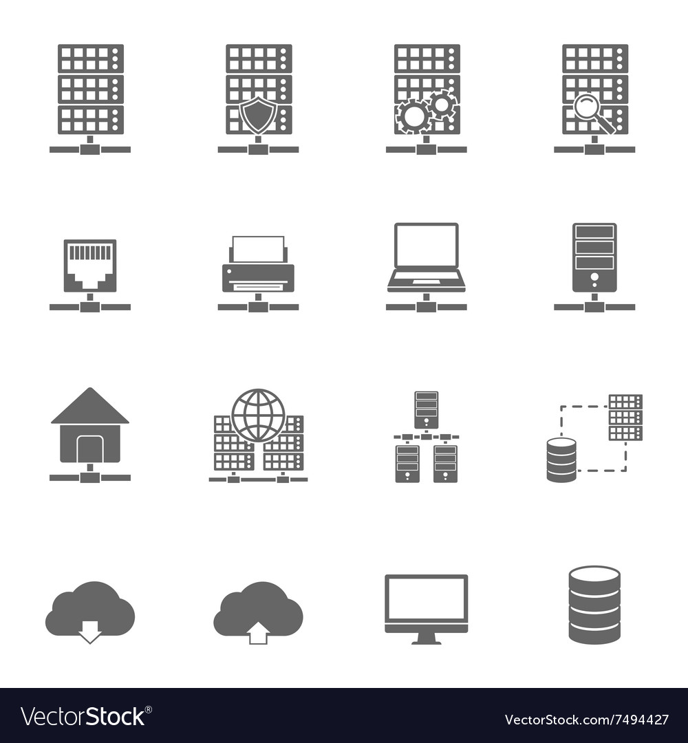 Server hosting icons Royalty Free Vector Image