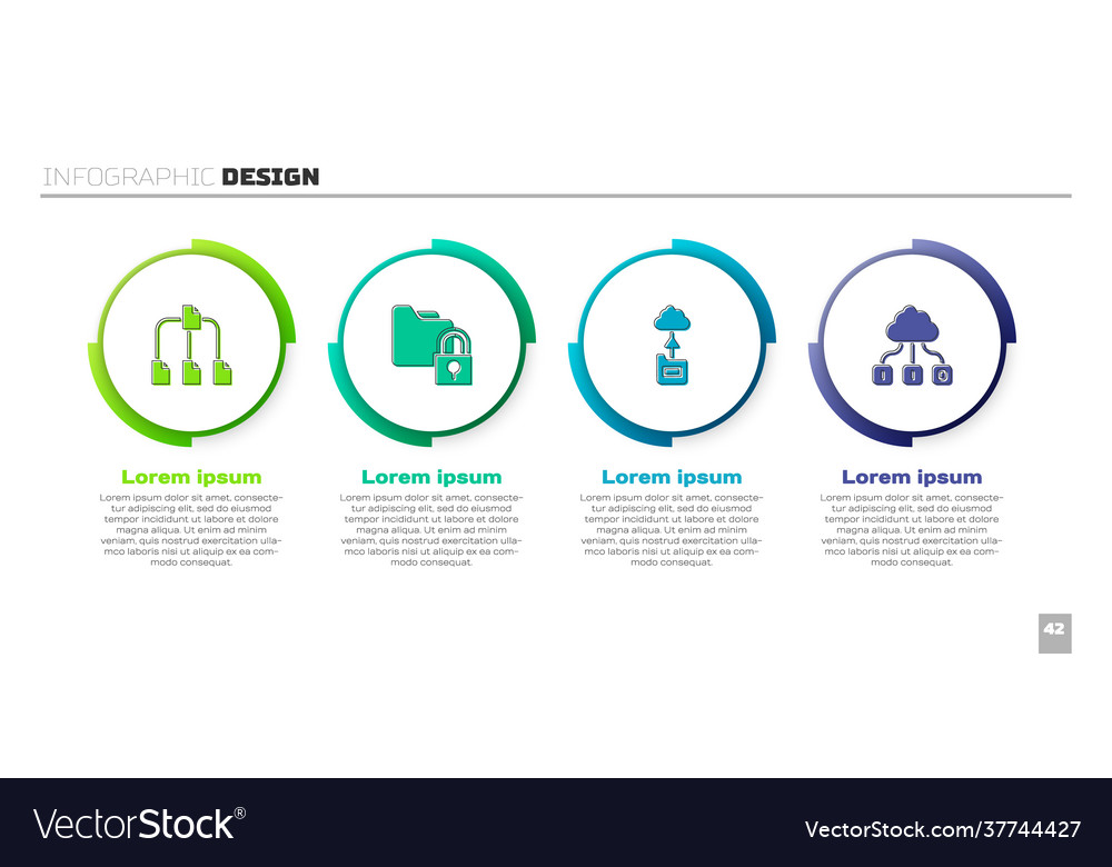Set folder tree and lock cloud technology data Vector Image
