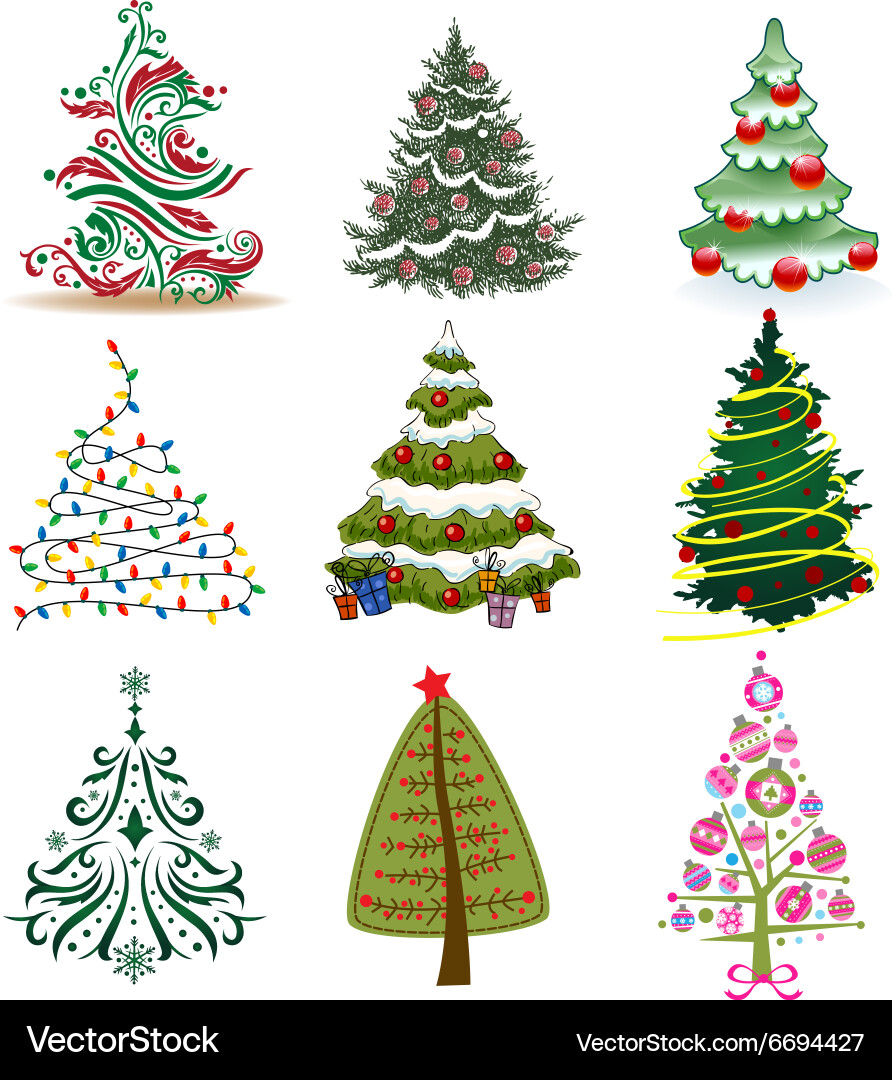 Set of christmas trees Royalty Free Vector Image