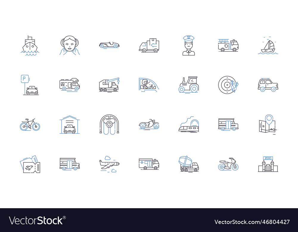 Transit line icons collection commute Royalty Free Vector Transit line icons collection commute Royalty Free Vector