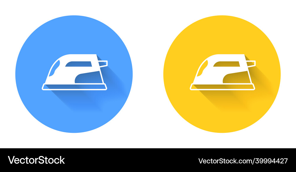 White electric iron icon isolated with long shadow