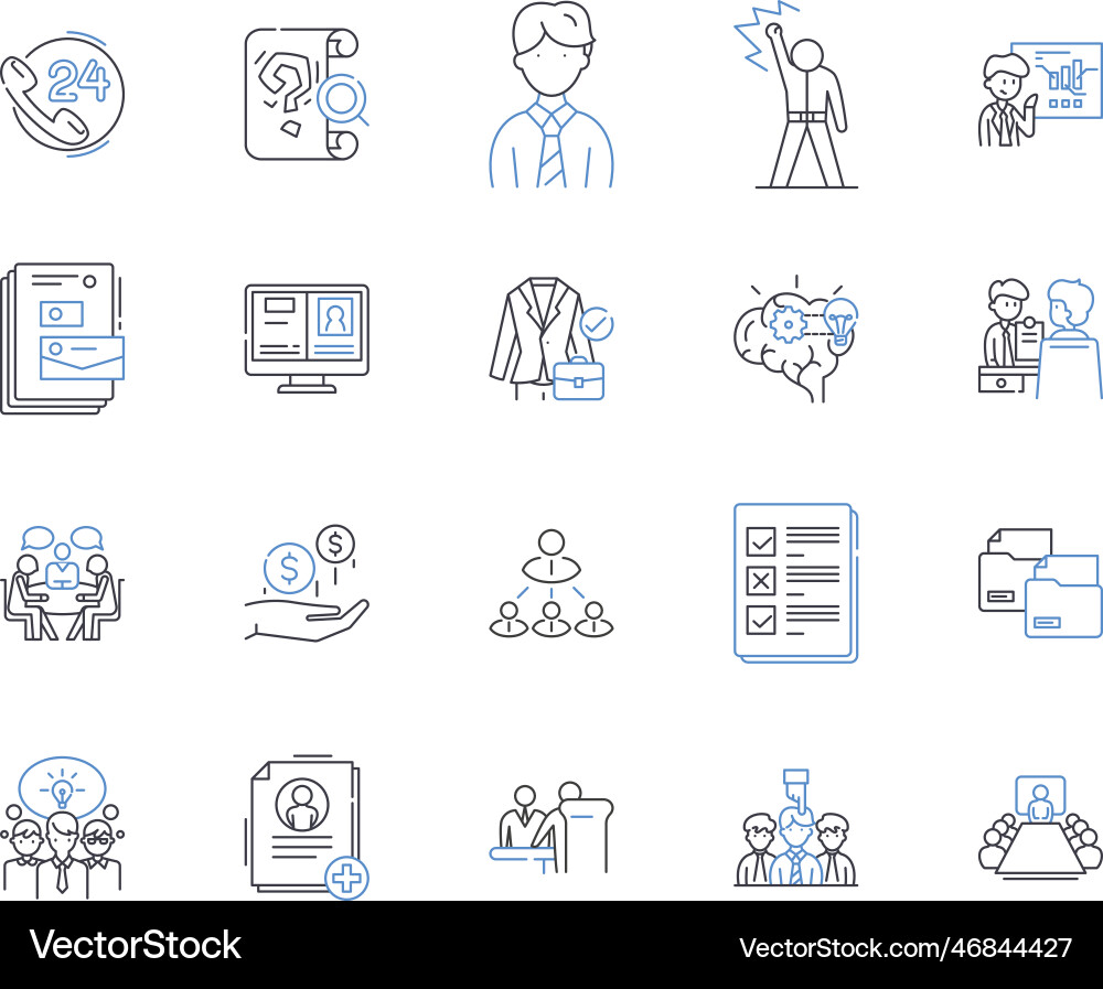 Workforce members line icons collection employees Vector Image