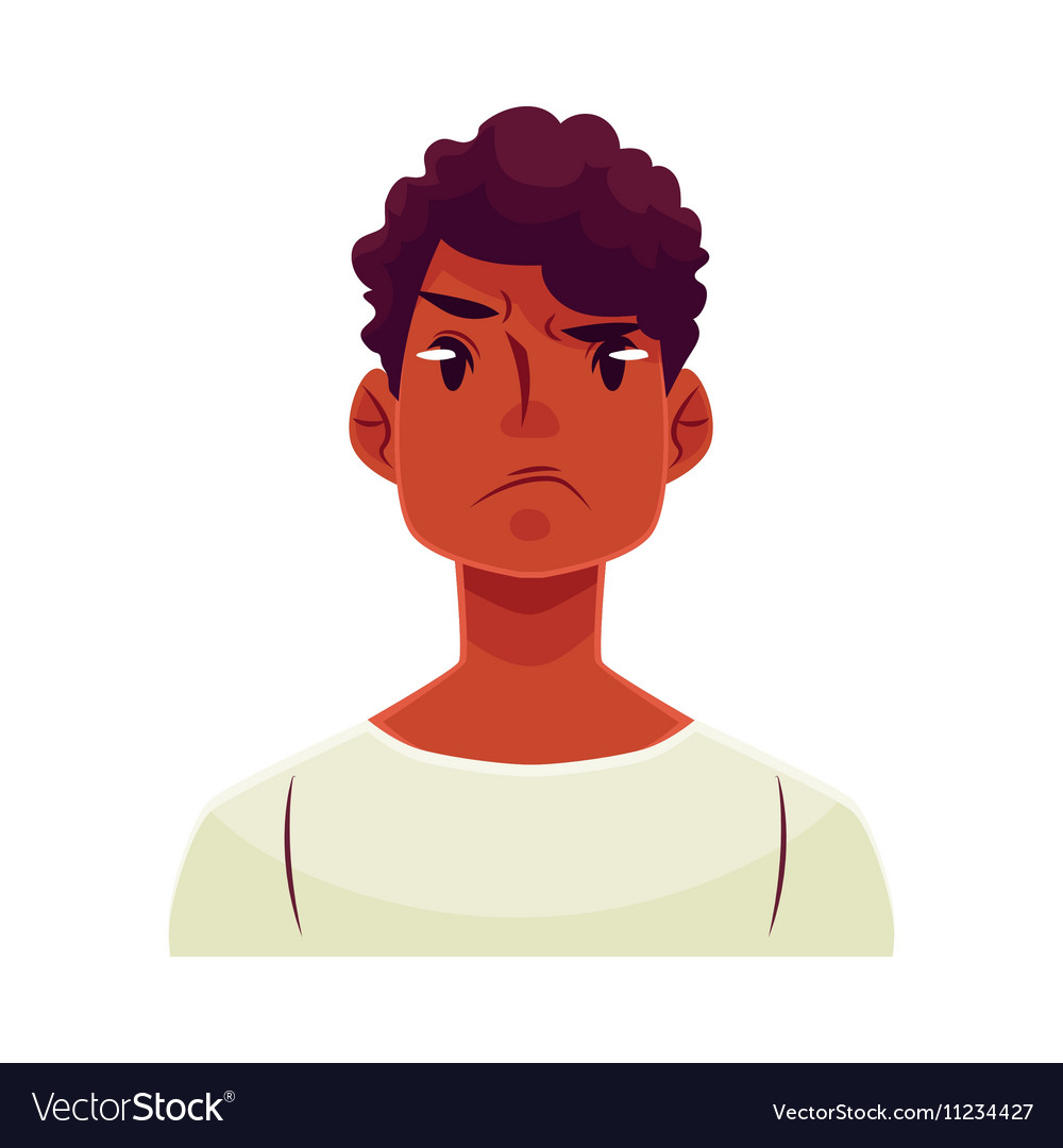 Young african man face angry facial expression Vector Image Young african man face angry facial expression Vector Image