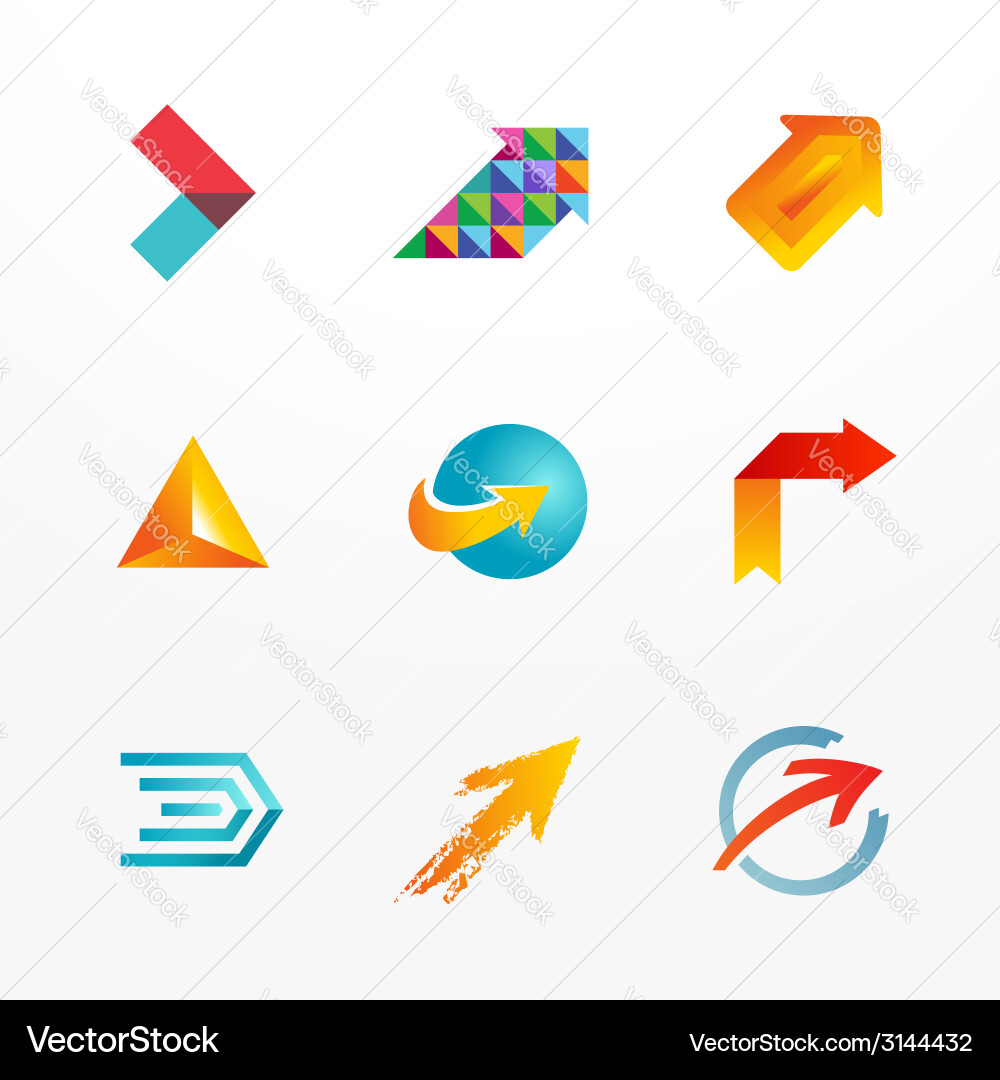 Arrow symbol logo icon set collection colorful Vector Image