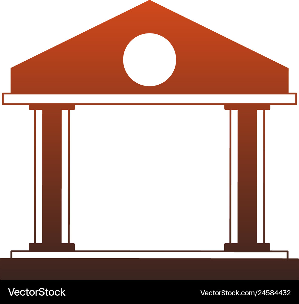 Bank building symbol red lines Royalty Free Vector Image