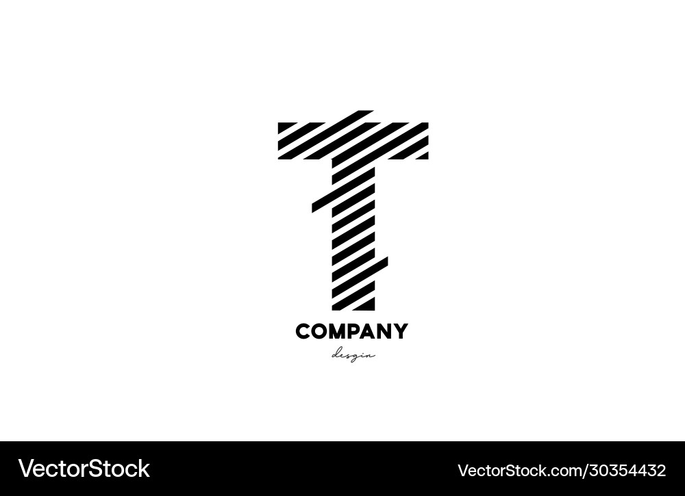 Black and white t alphabet letter logo design Vector Image