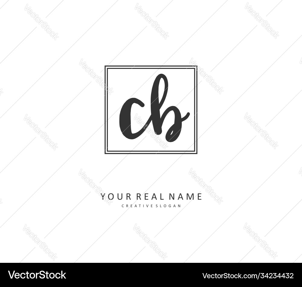 C b cb initial letter handwriting and signature Vector Image