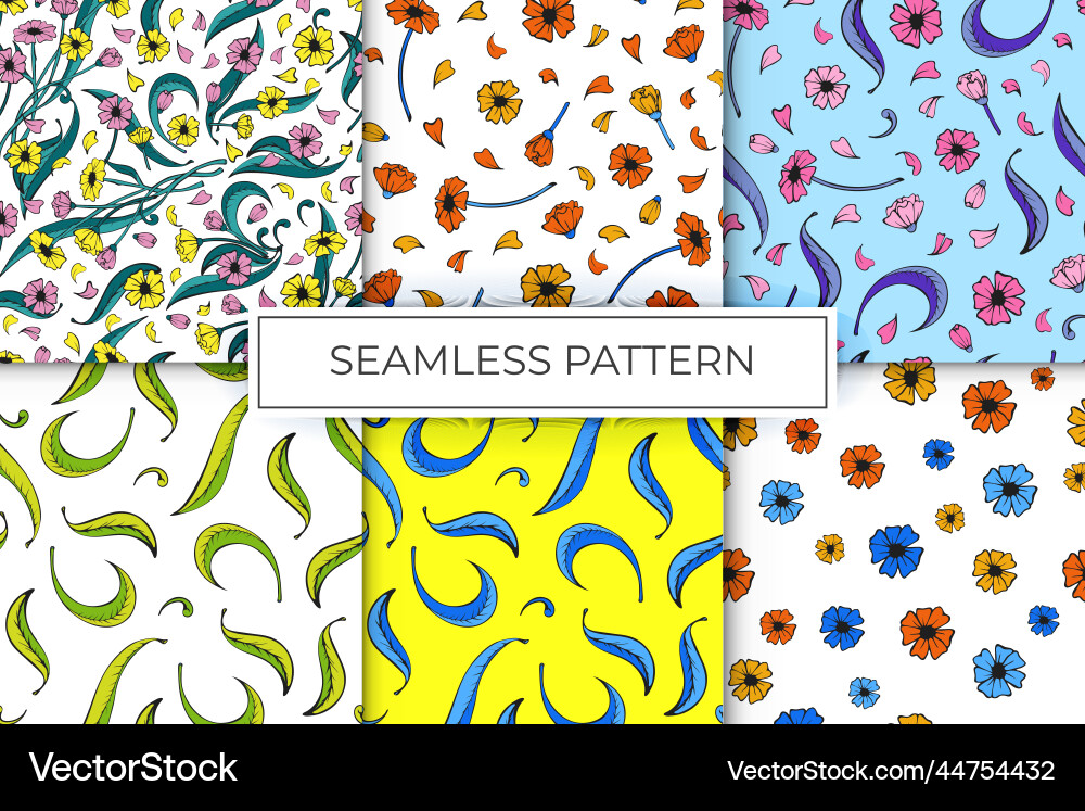 Collection of seamless patterns of floral patterns