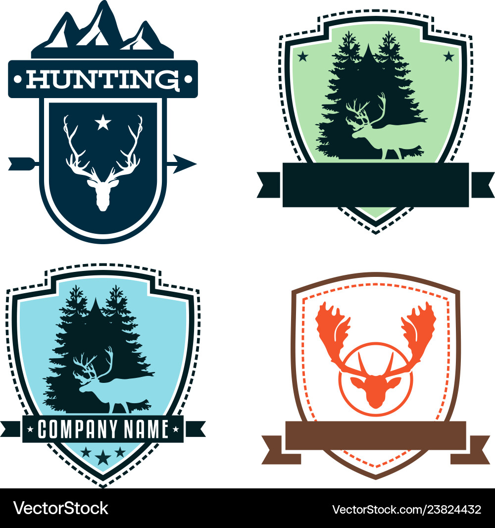 Deer stag in wildlife mountain forest logo Vector Image