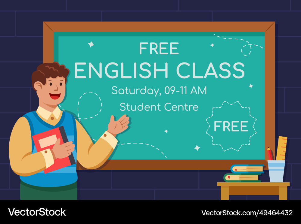 Free english class schedule announcement Vector Image