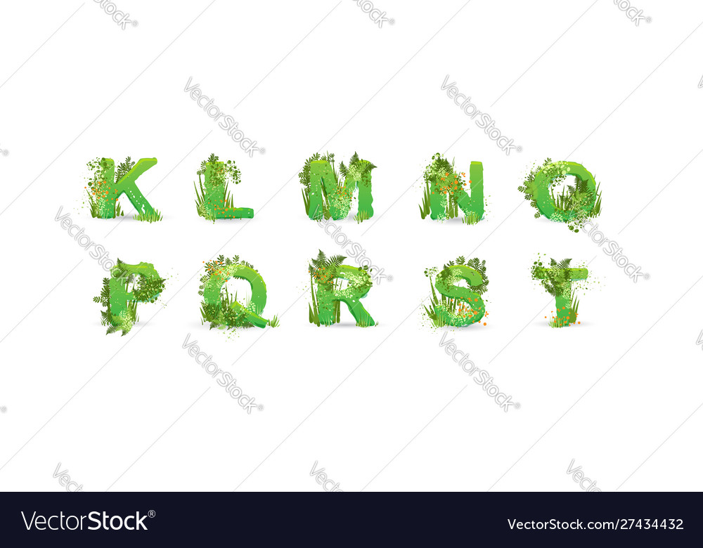 Green leaves font stylish Royalty Free Vector Image