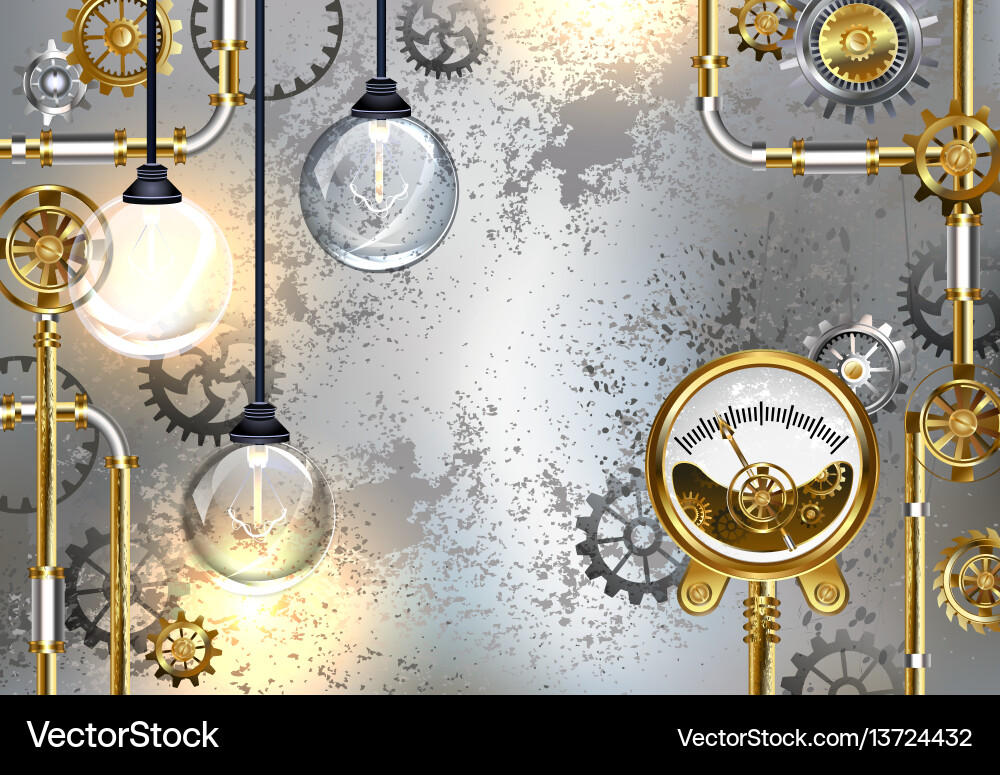 Industrial background with manometer and electric Vector Image
