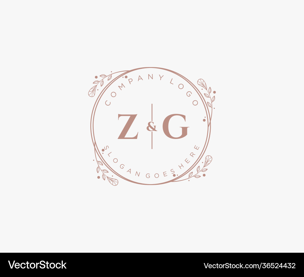 Initial zg letters decorative luxury wedding logo Vector Image