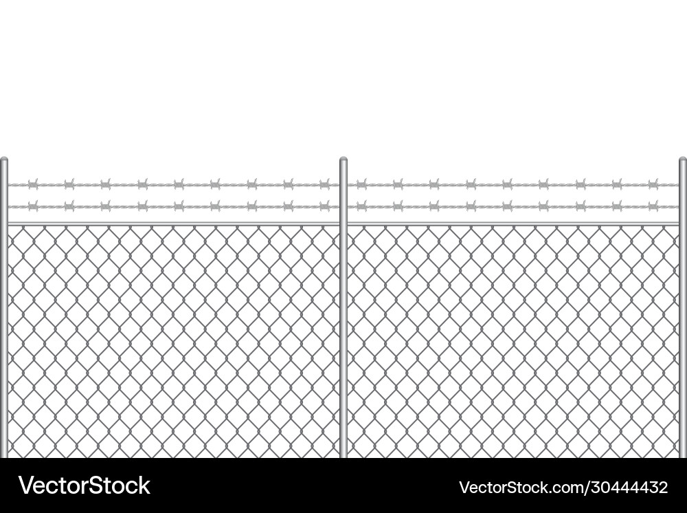 Metal fence with barbed wire Royalty Free Vector Image