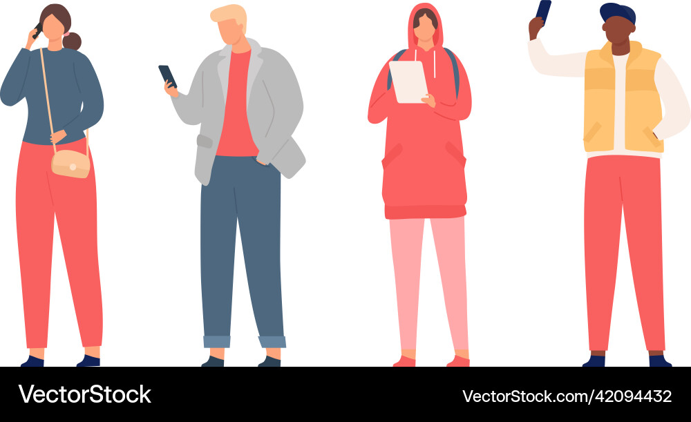 Modern flat characters young man and woman Vector Image