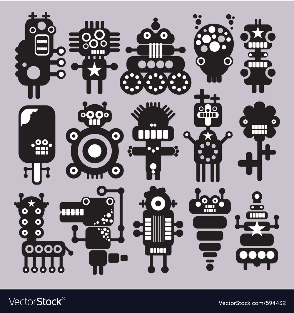 Robot characters Royalty Free Vector Image - VectorStock