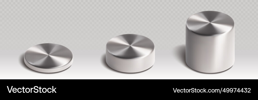 Silver metallic cylinder product podiums Vector Image